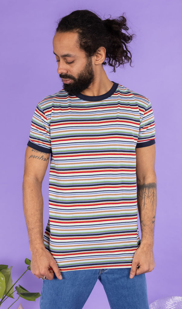Retro Multi Striped Ringer Tee – Run and Fly