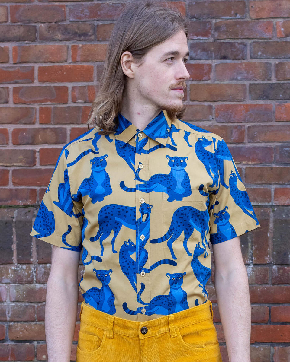 Blue Leopard Short Sleeve Shirt – Run and Fly