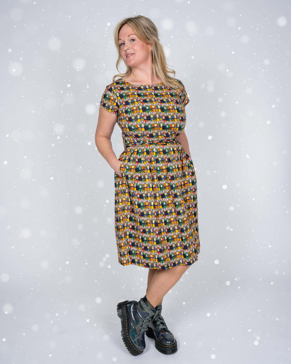 Festive: Nutcracker Parade Stretch Belted Tea Dress with Pockets – Run ...